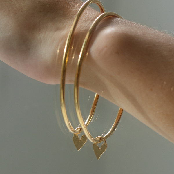 Maya Bangle with Darling Heart Charm - Gold Vermeil